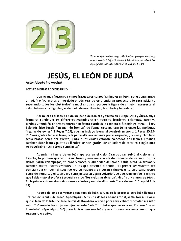 Jesús, el León de Judá en la Biblia | PDF | Cristo (título) | Jesús