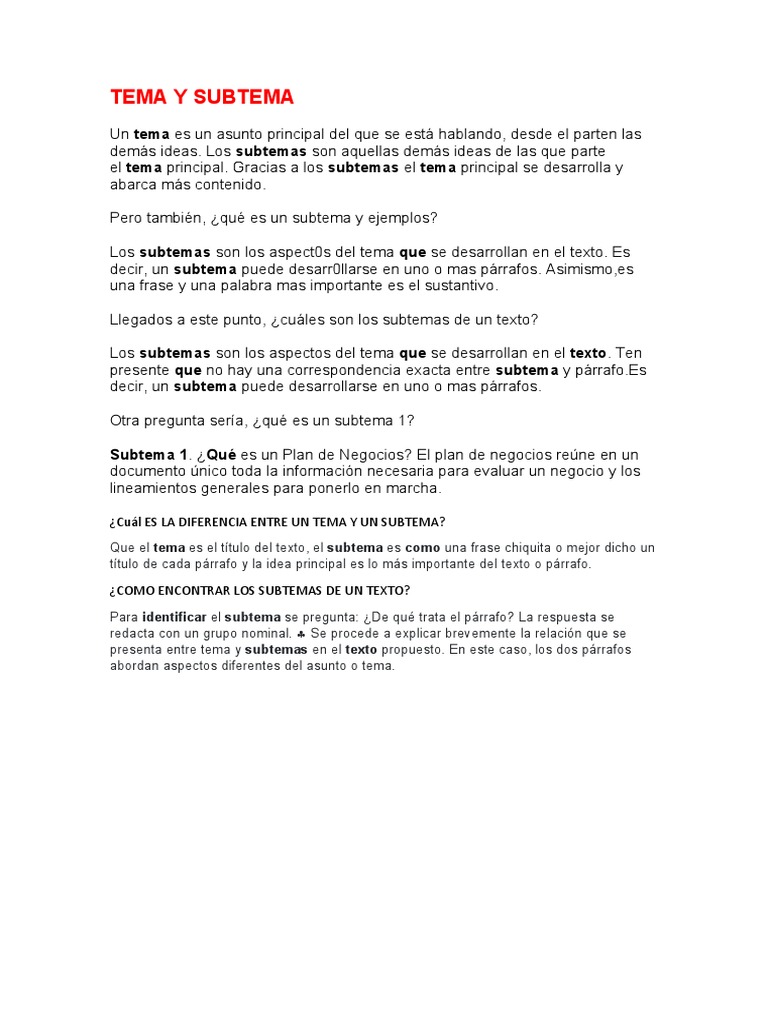 Tema y Subtema | PDF