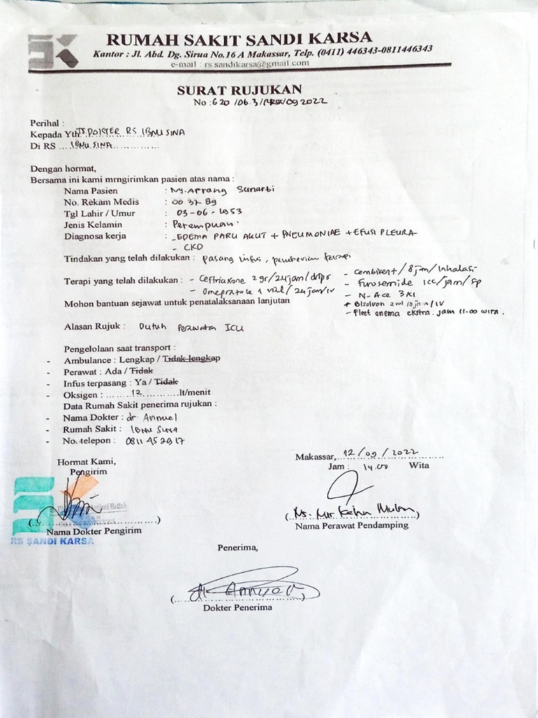 Akp 5.6 Ep C (Surat Rujukan Dan Rekam Medis Memuat Prosedur Yg Telah Dilakukan) | PDF