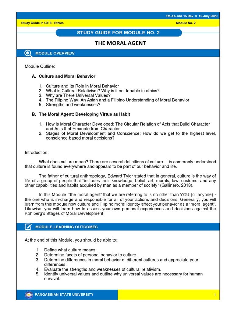 GE 8-Ethics-Study-Guide-for-Module-2-Updated - 09192022 | PDF | Morality | Relativism