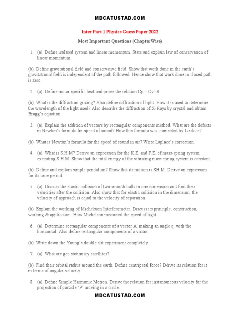 11th Physics Guess Paper 2022 | PDF | Gases | Velocity