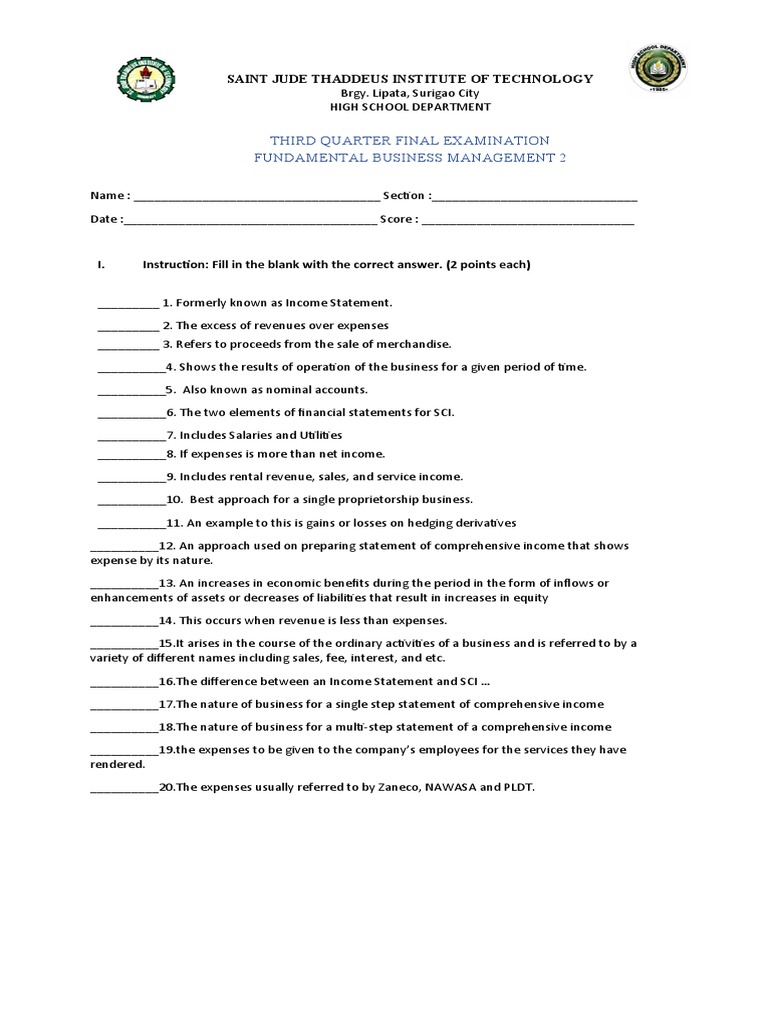 Lance 3rd Quarter Final Exam | PDF