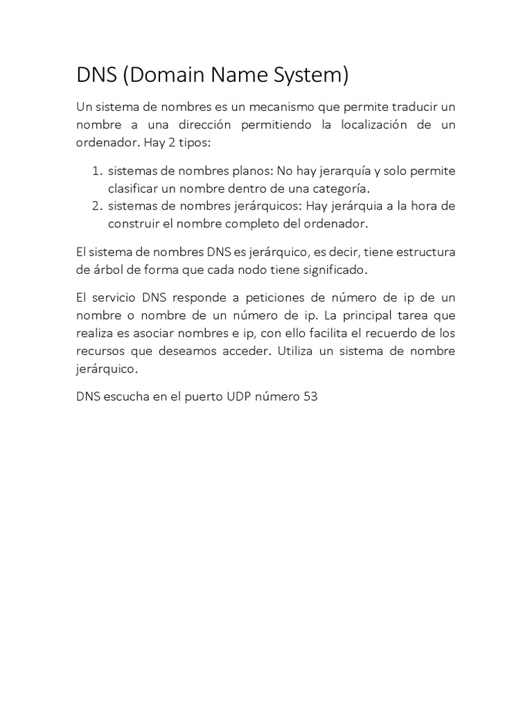 DNS (Domain Name System) | PDF | sistema de nombres de dominio | Nombre de dominio