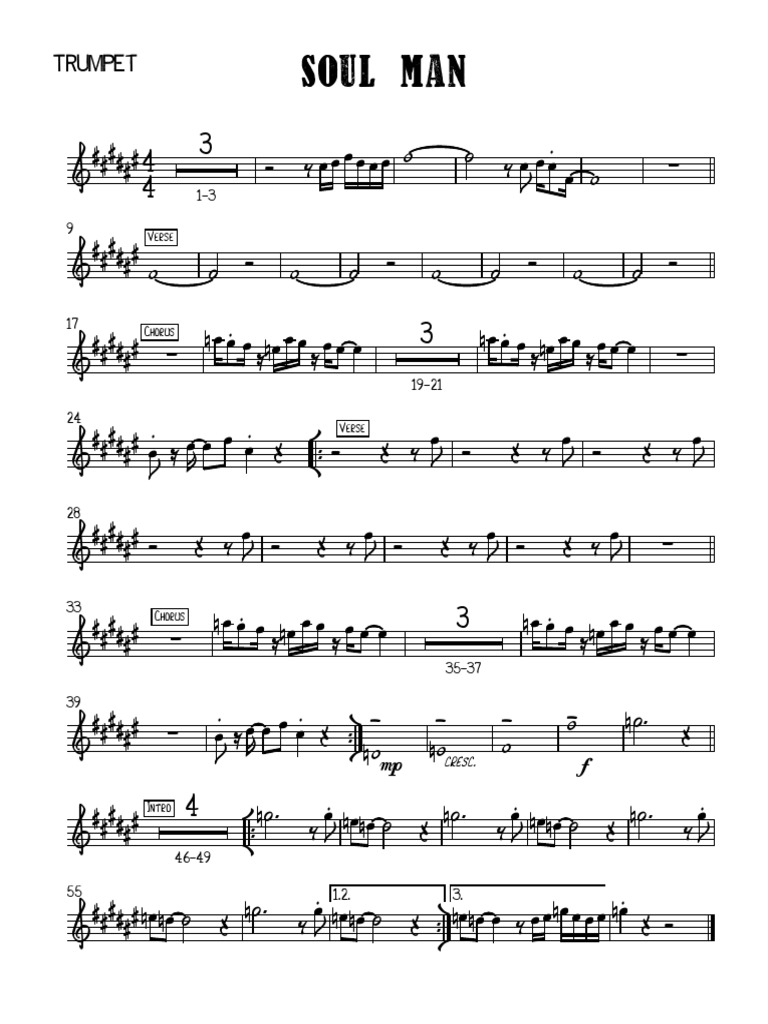 Soul Man - (E) Trumpet | PDF | Song Structure | Musical Forms