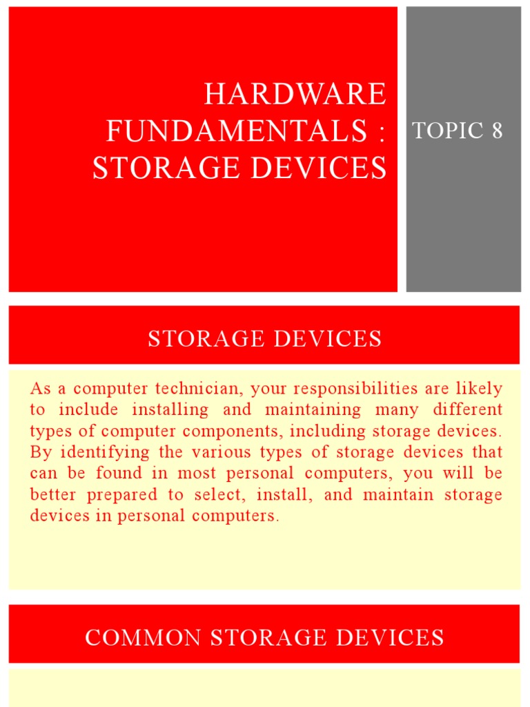 ICT 10 FIRST QUARTER Topic-8-Hardware-fundamentals-Storage-Devices | PDF | Computer Data Storage ...