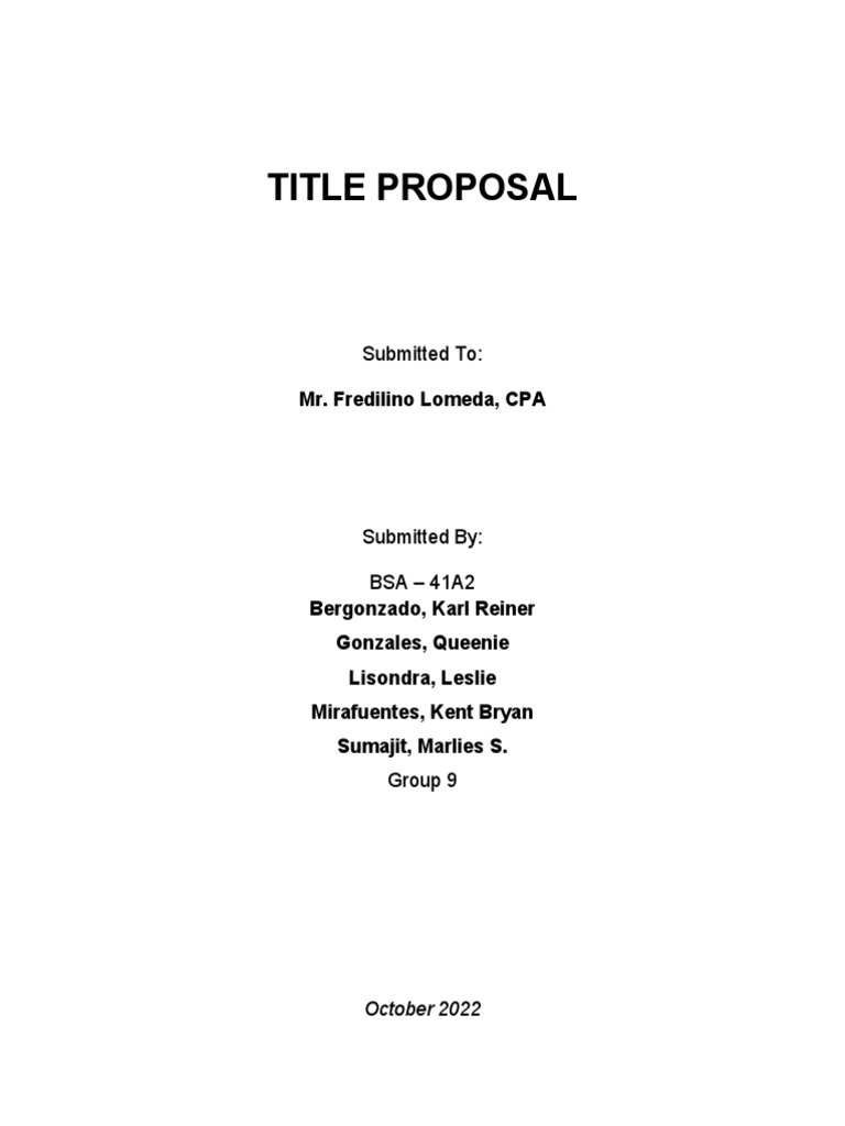 Title Proposal | PDF | Foods | Online Shopping