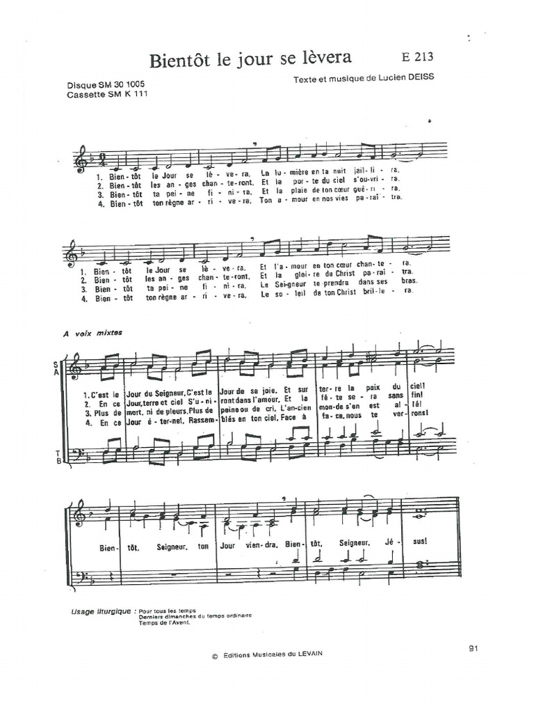 Bientôt Le Jour Se Lèvera E213 | PDF