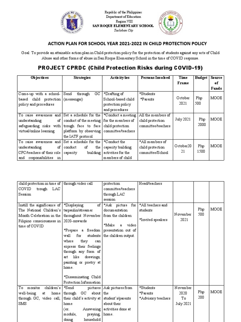 Action Plan For Child Protection Policy | PDF | Child Protection ...