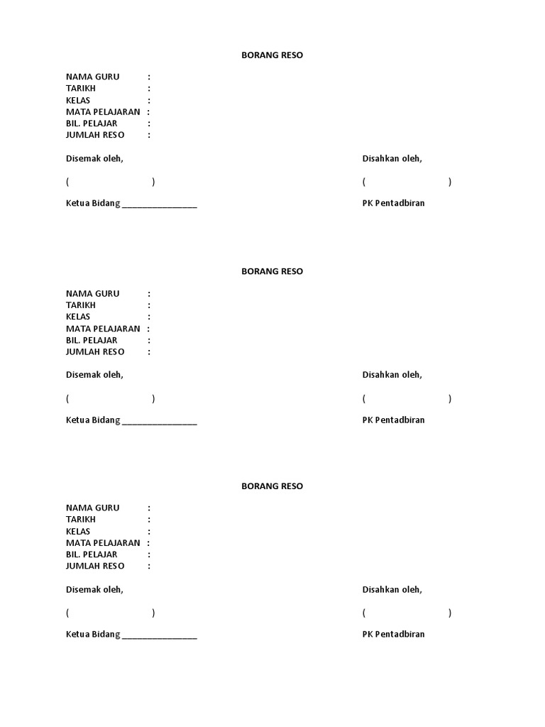 Borang Reso | PDF