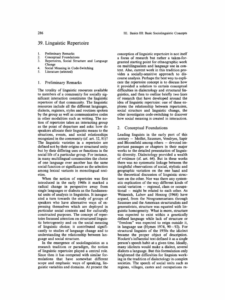 Linguistic Repertoire | PDF | Linguistics | Sociolinguistics