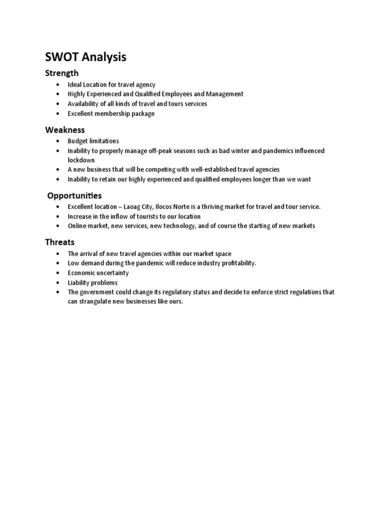 Travel Agency SWOT Analysis Insights | PDF