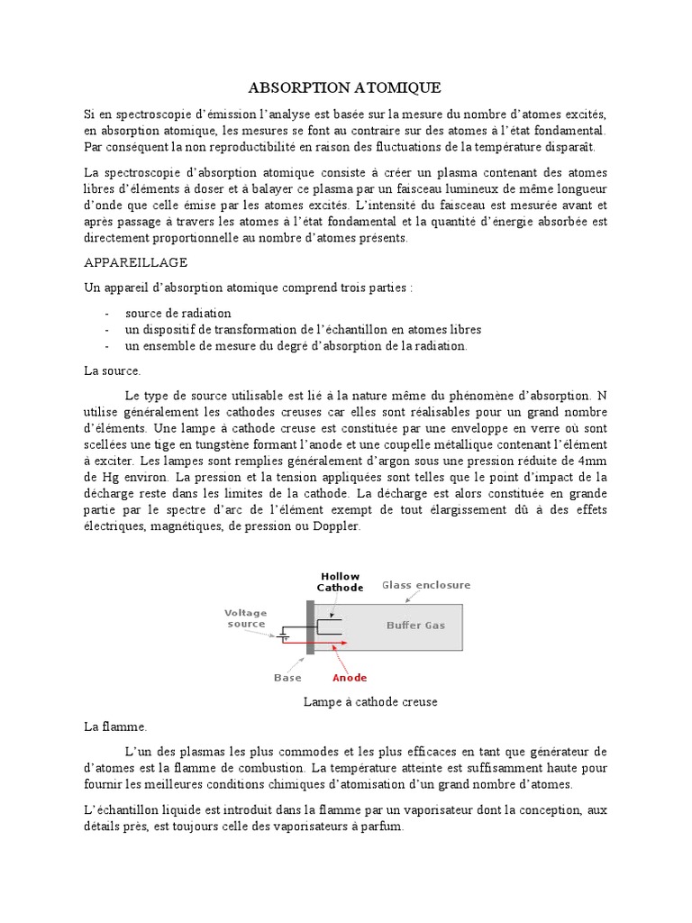 Principes de l'absorption atomique | PDF | Atomes | Spectroscopie