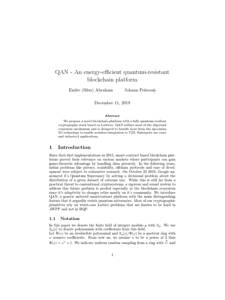 QANplatform Technical White Paper | PDF | Quantum Computing | Computer ...