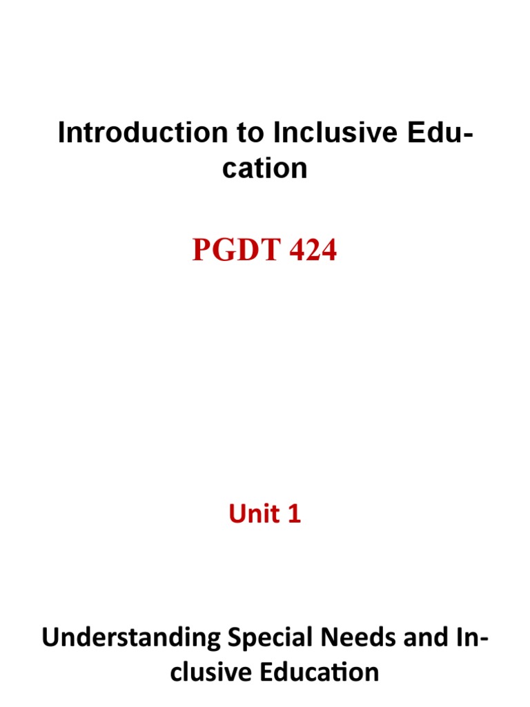 Introduction To Inclusive Education | PDF | Inclusion (Education ...