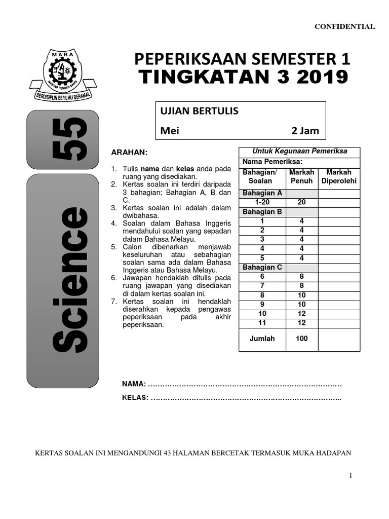 Soalan Latihan Sains Form 3 - Cuti Mid Sem 1 - 2020 | PDF