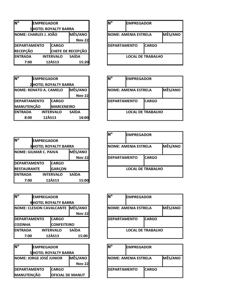 Etiqueta Cartão de Ponto | PDF