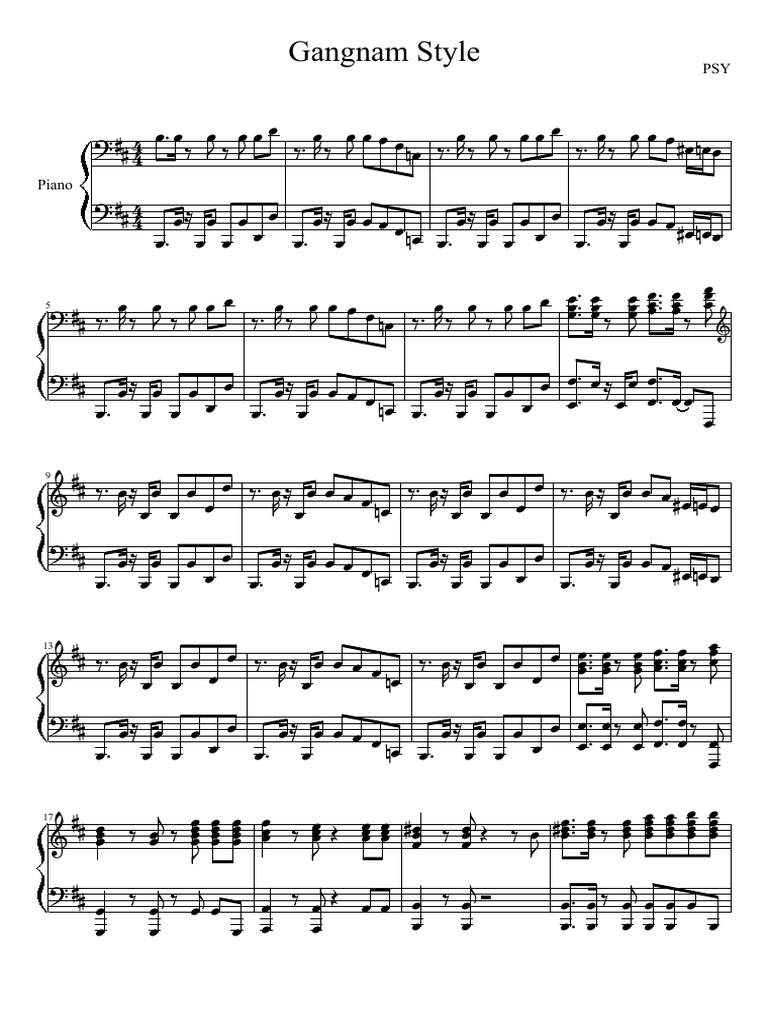 Gangnam Style Piano Music Sheet - Compress | PDF
