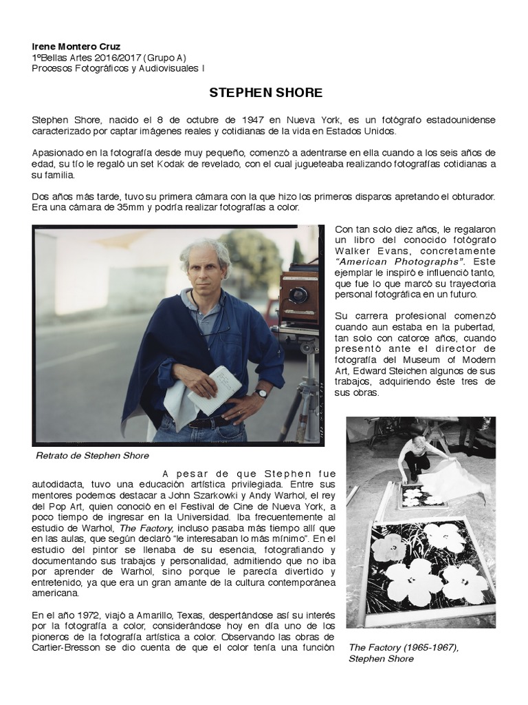 Stephen Shore: Pionero de la Fotografía a Color | PDF | Las artes