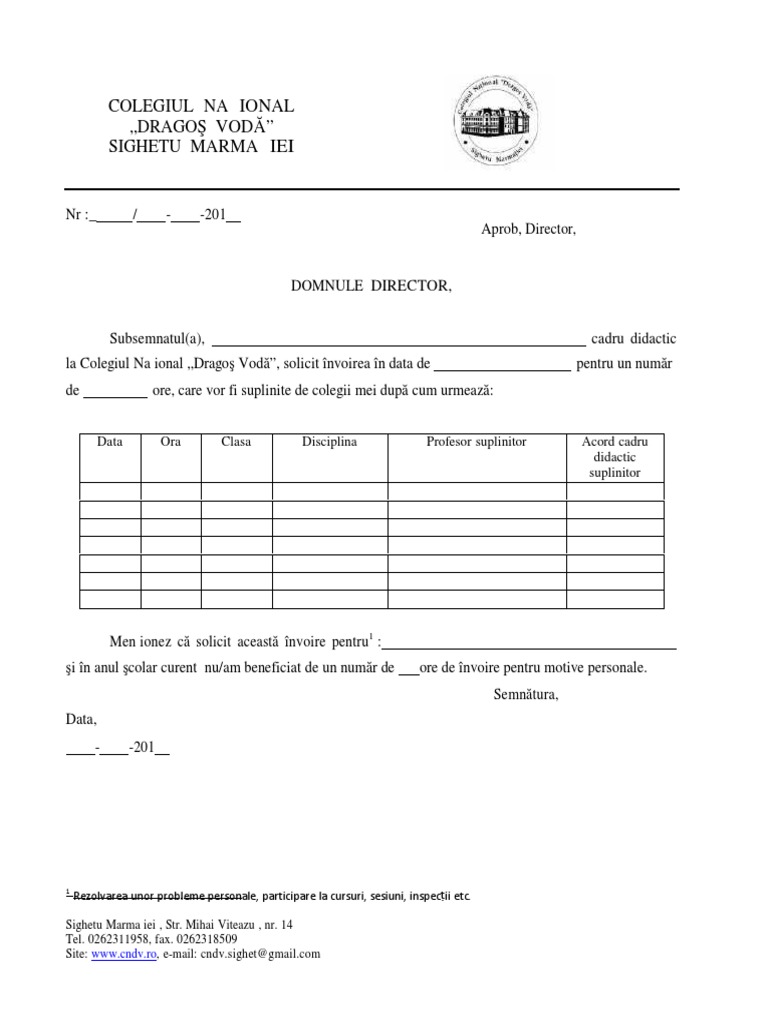 Model Cerere Invoire - Profesori-V2 | PDF