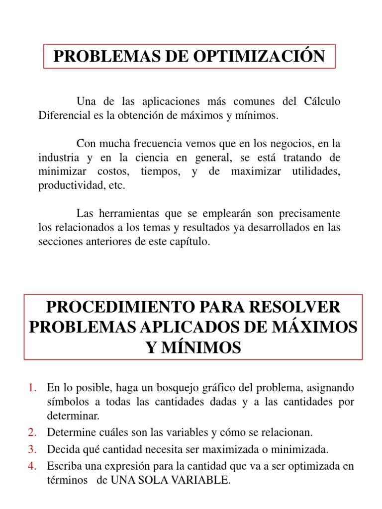Problemas de Optimización | PDF | Optimización Matemática | Derivado