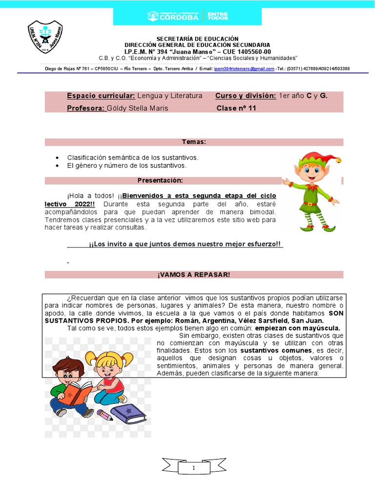 Clase 11 - El Sustantivo, Género y Número | Descargar gratis PDF ...