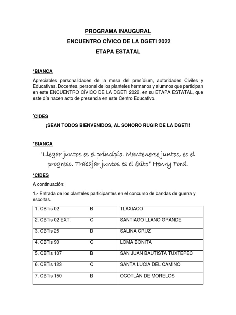 Programa Inaugural | PDF