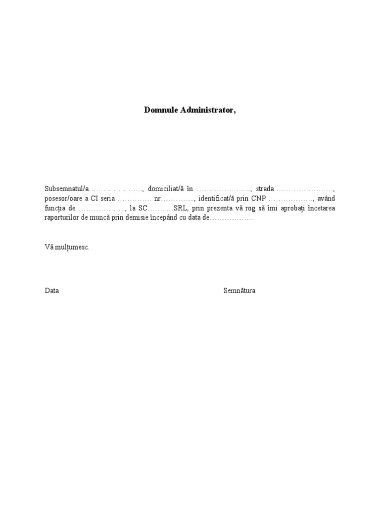 Cerere Demisie | PDF