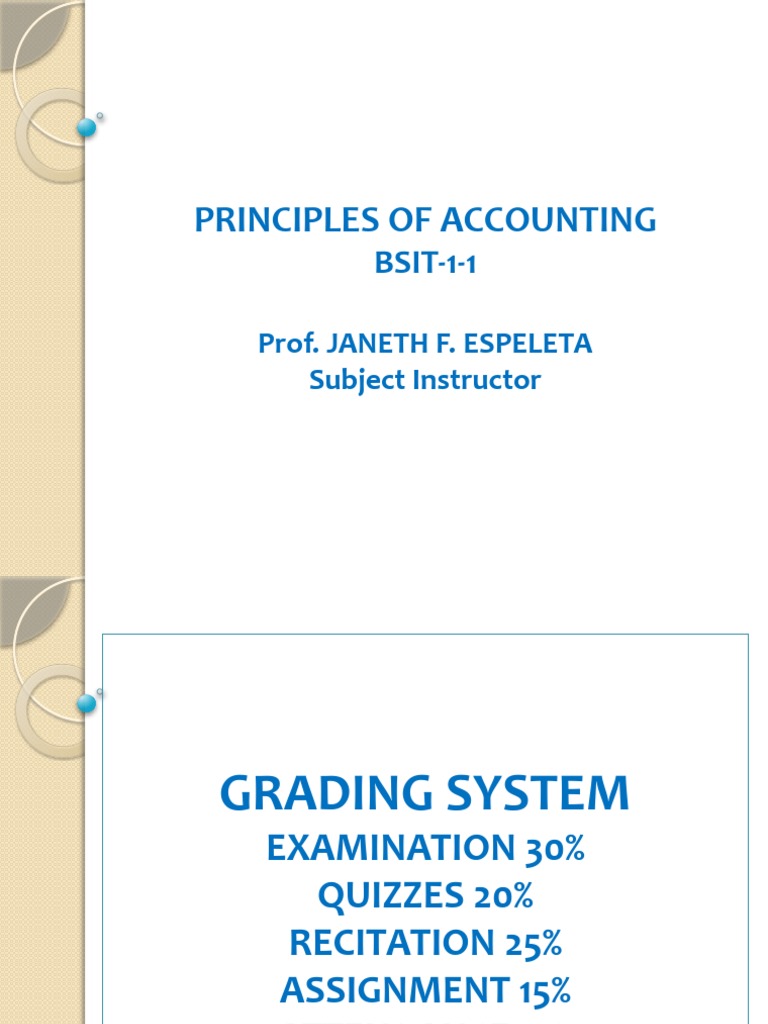 Principles of Accounting: BSIT-1-1 | PDF | Accounting | Financial Statement
