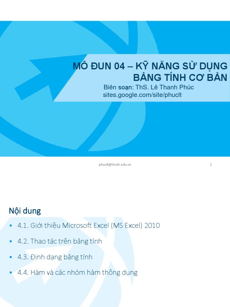 Chứng chỉ CNTT 4 - Sử dụng bảng tính cơ bản | PDF