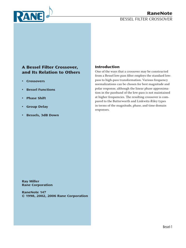 Bessel Filter Crossover and Its Relation To Others | PDF | Low Pass ...