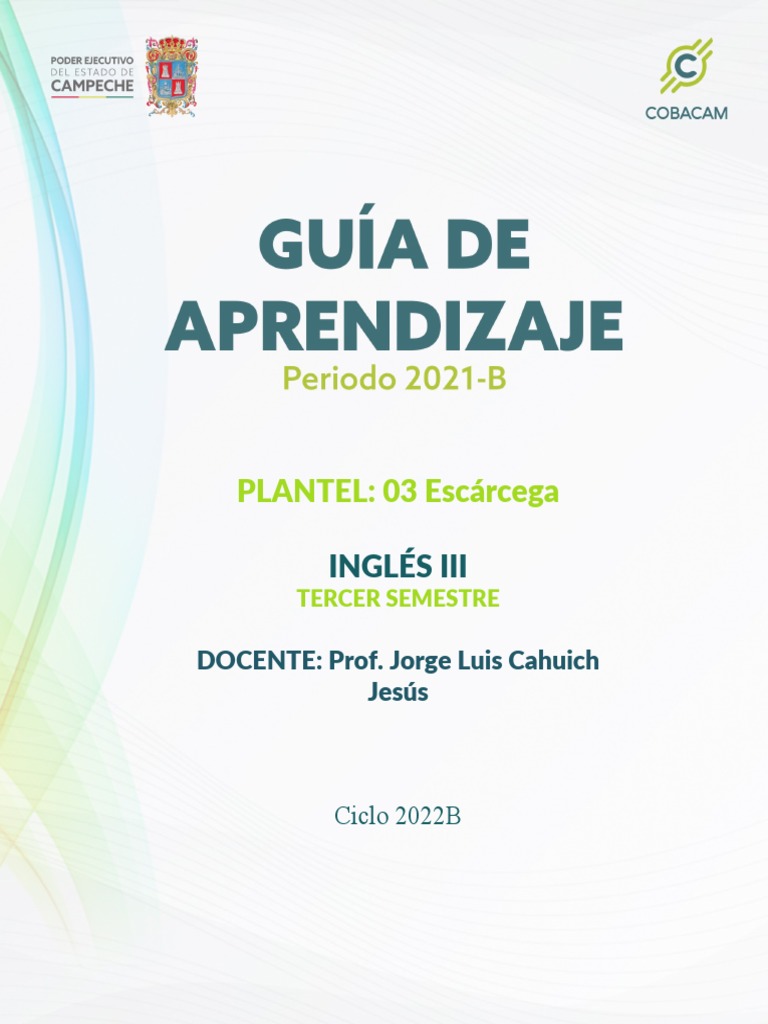 GU - A DE APRENDIZAJE Ingles III 2022B Ok | PDF | Alimentos