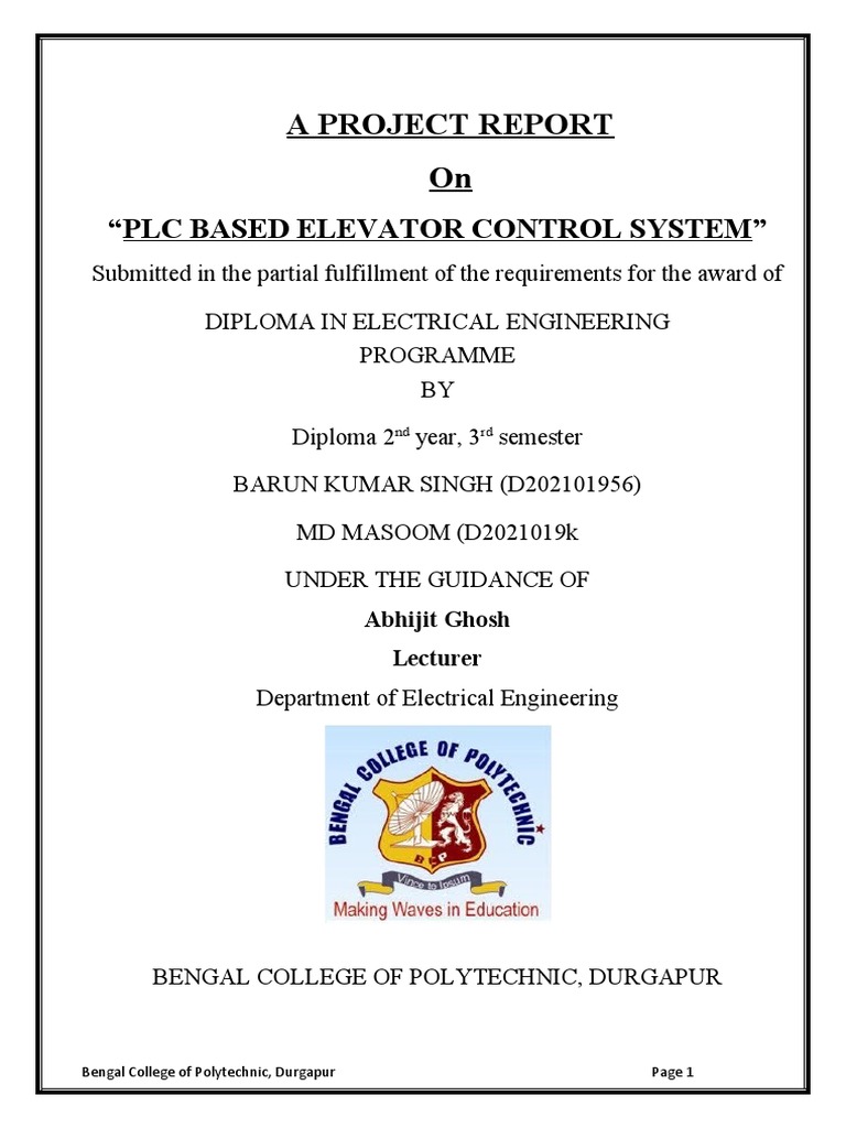 A Project Report On: "PLC Based Elevator Control System" | PDF | Programmable Logic Controller ...
