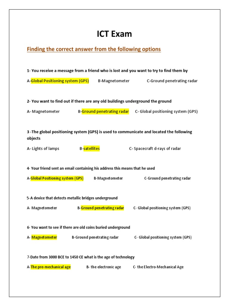 Ict Exam Primary G4 | PDF | Internet | Input/Output