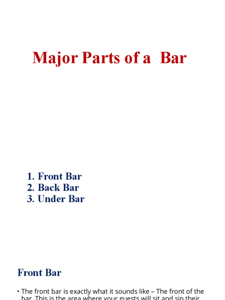 Parts of Bar | PDF | Bar (Establishment) | Sink
