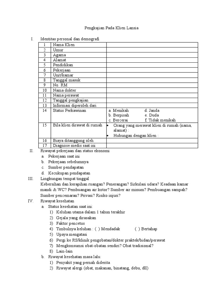 Pengkajian Gerontik | PDF