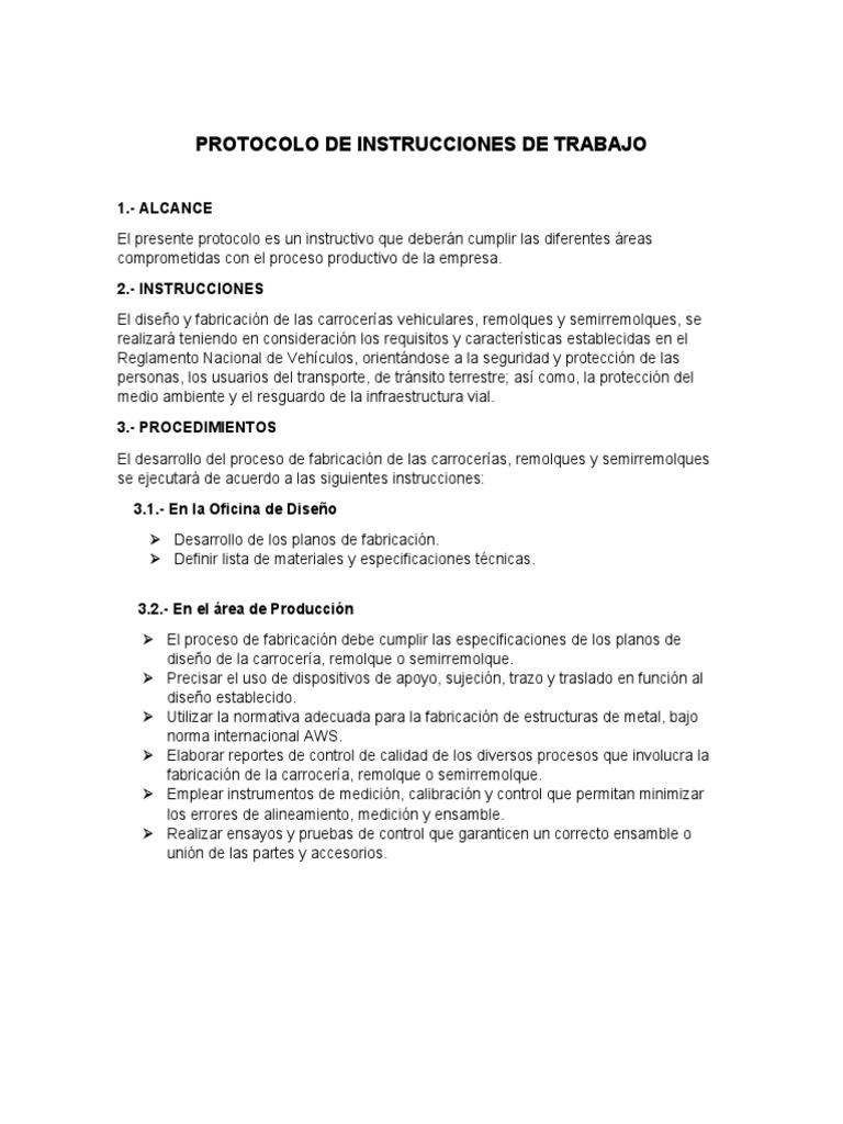 Protocolo de Instrucciones de Trabajo | PDF | Calibración | Medición