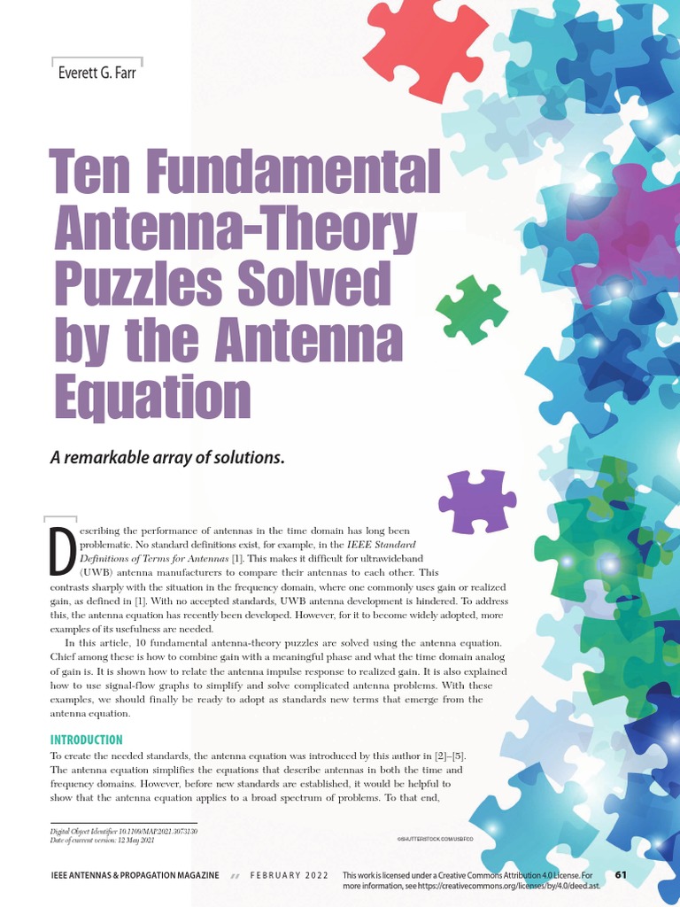 Ten Fundamental Antenna-Theory Puzzles Solved by The Antenna Equation A ... Ten Fundamental Antenna-Theory Puzzles Solved by The Antenna Equation A ...