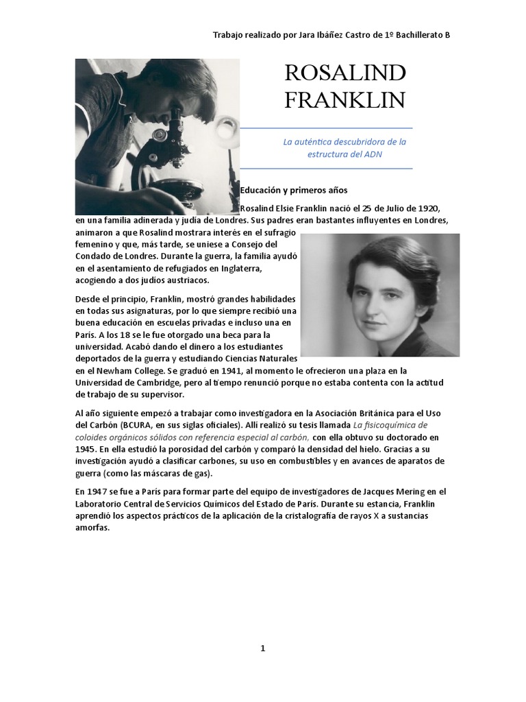 Rosalind Franklin | PDF | Química | Biología