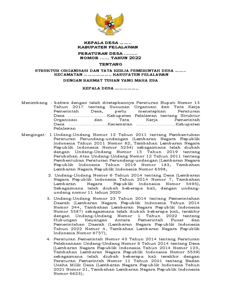 Struktur Organisasi Pemerintahan Desa | PDF