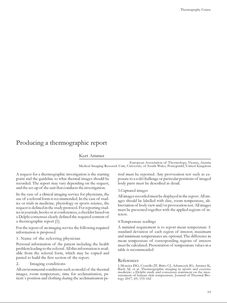 Thermographic Report Guidelines | PDF | Thermography | Health Sciences