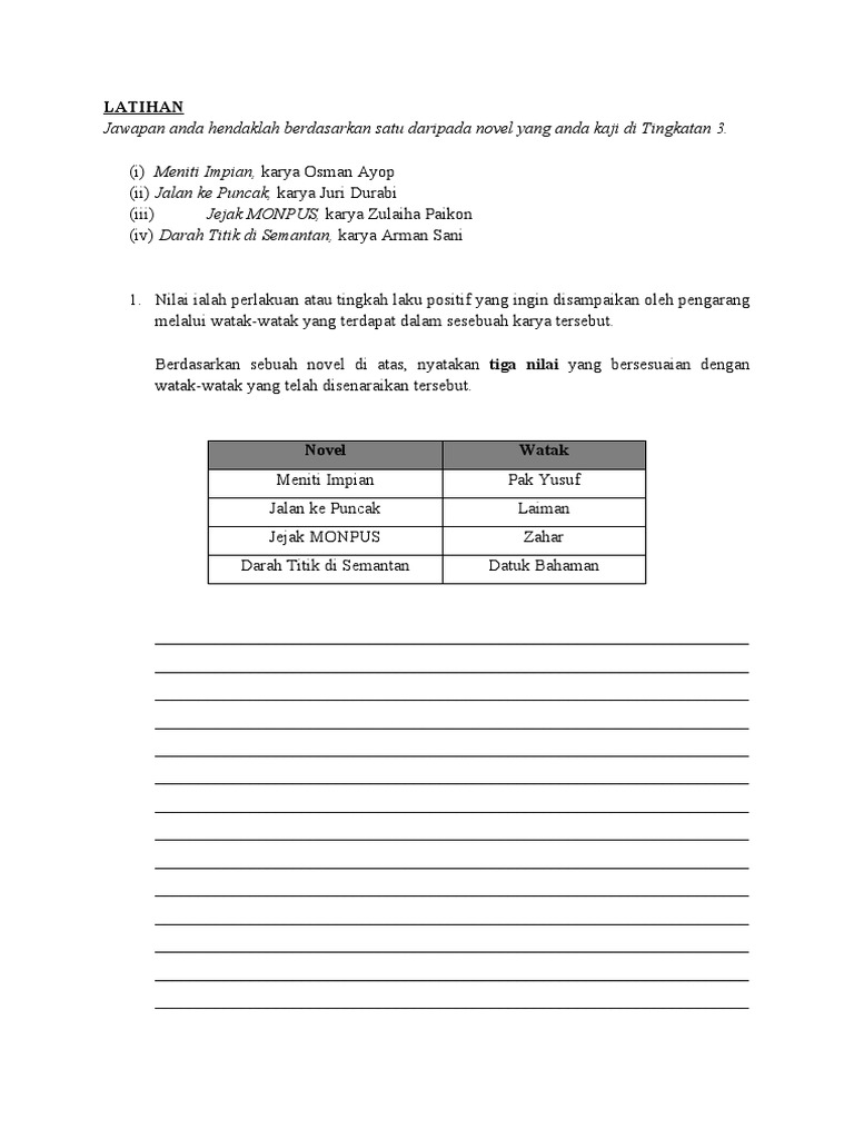 LATIHAN 2 - Novel T2 | PDF