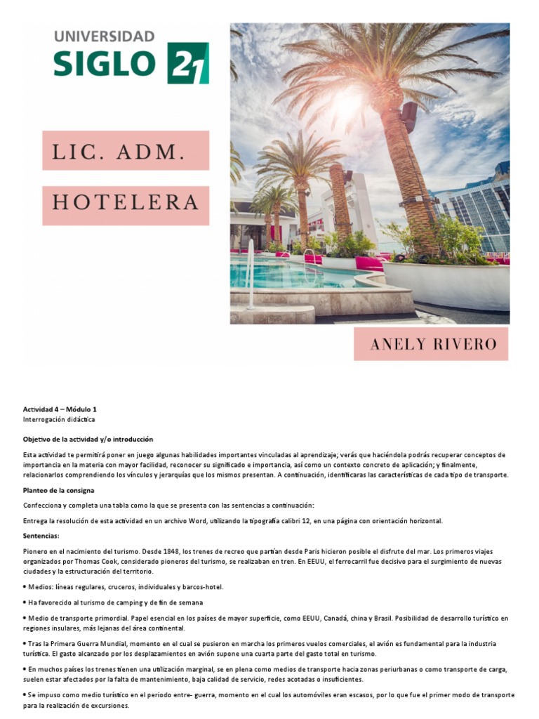 Actividad 4 Modulo Cuatro Geografia Turistica | PDF | Transporte | Tren