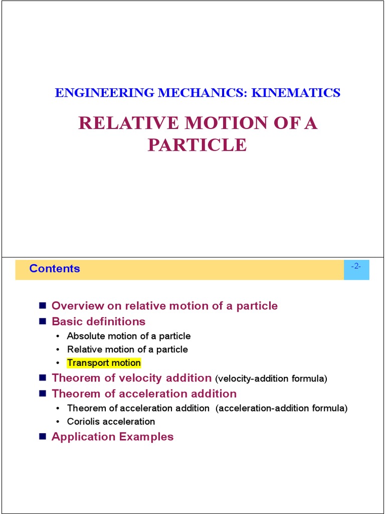 Dh Ch4 1 Relative Motion Of A Particle 4x3 Pdf Kinematics Velocity 