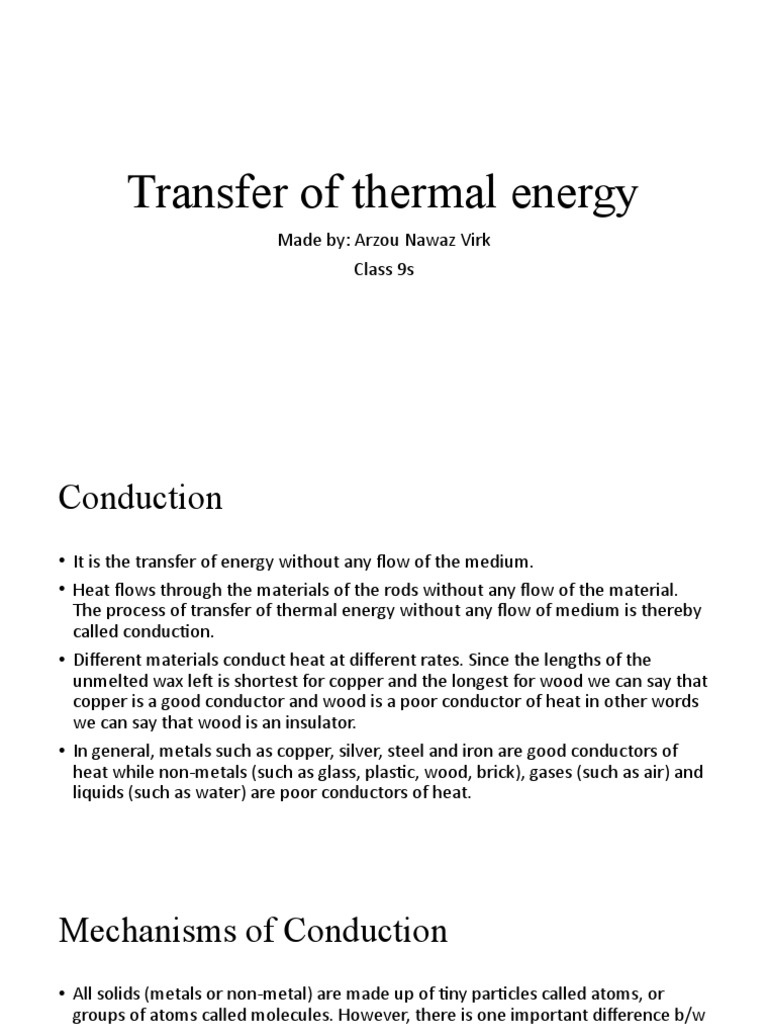 Transfer of Thermal Energy | PDF | Thermal Conduction | Heat Transfer