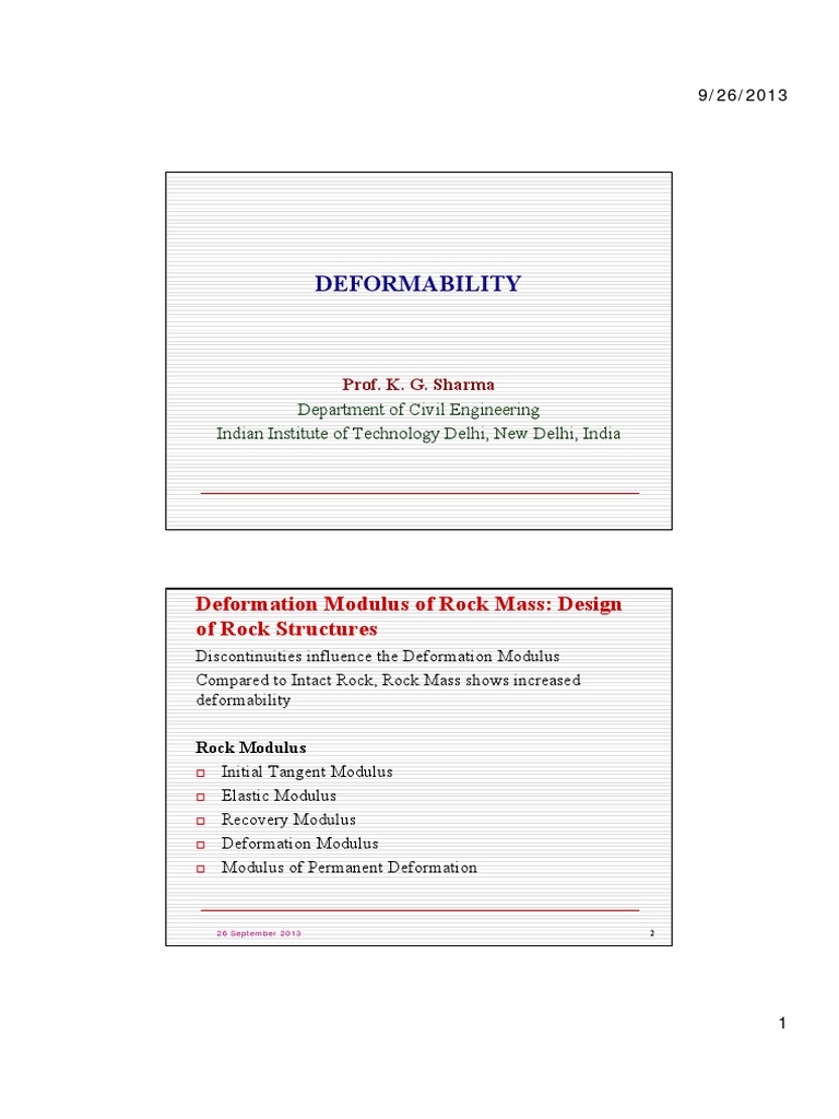 Deformation Modulus in Rock Structures | PDF | Deformation (Engineering ...