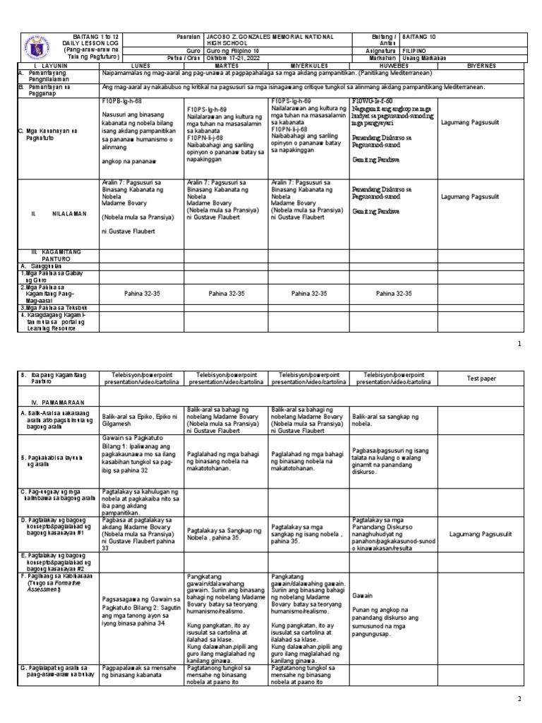 Matatag Curriculum Melcs Deped Science 7 Dll Q1 Week 7