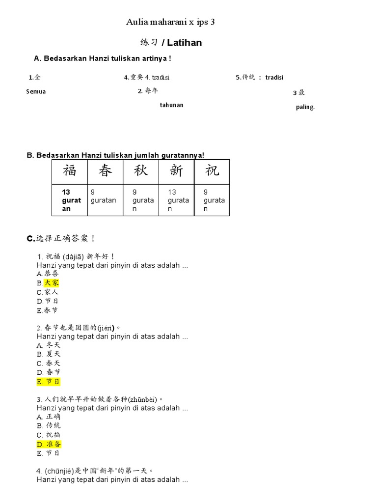 8 Latihan Bahasa Mandarin Pdf