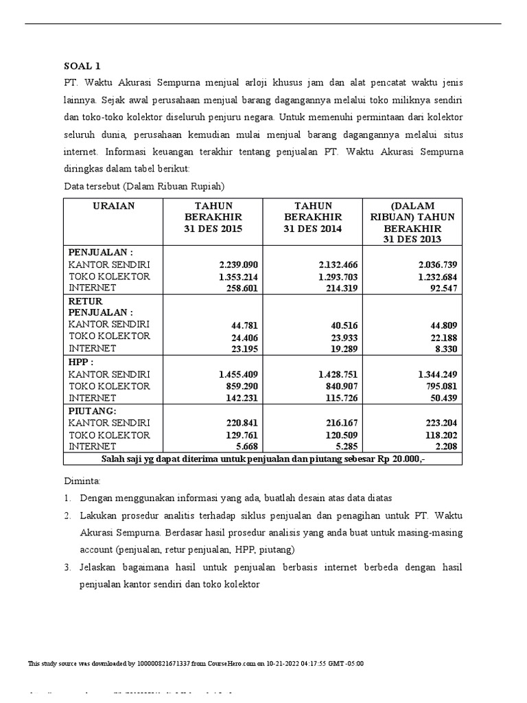 Audit 2 Kelompok 4 Latihan Soal | PDF