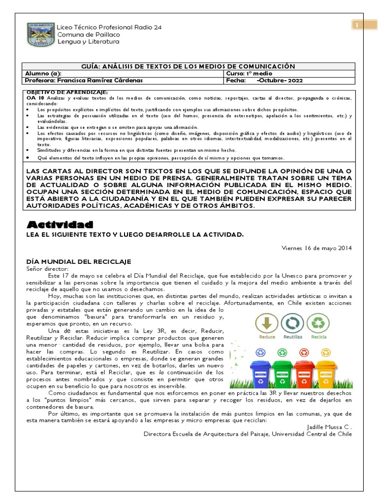 Cartas al Director sobre Reciclaje | PDF | Residuos | Reciclaje