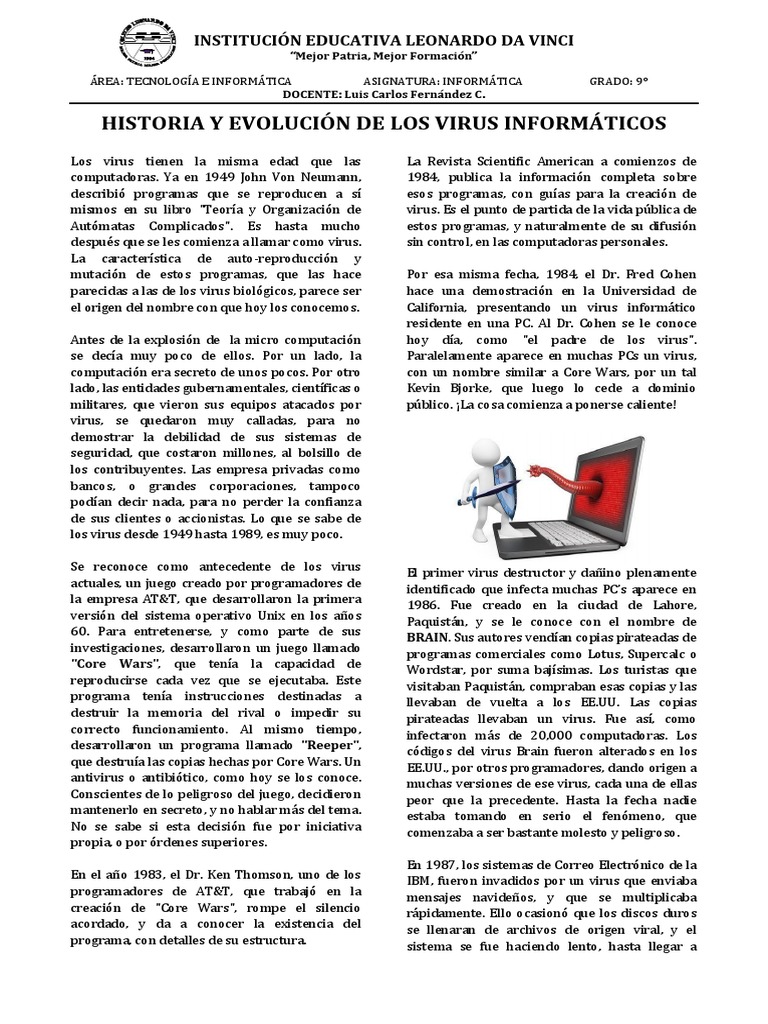 Evolución historia virus informáticos desde 1949 | PDF | Virus de computadora | Informática